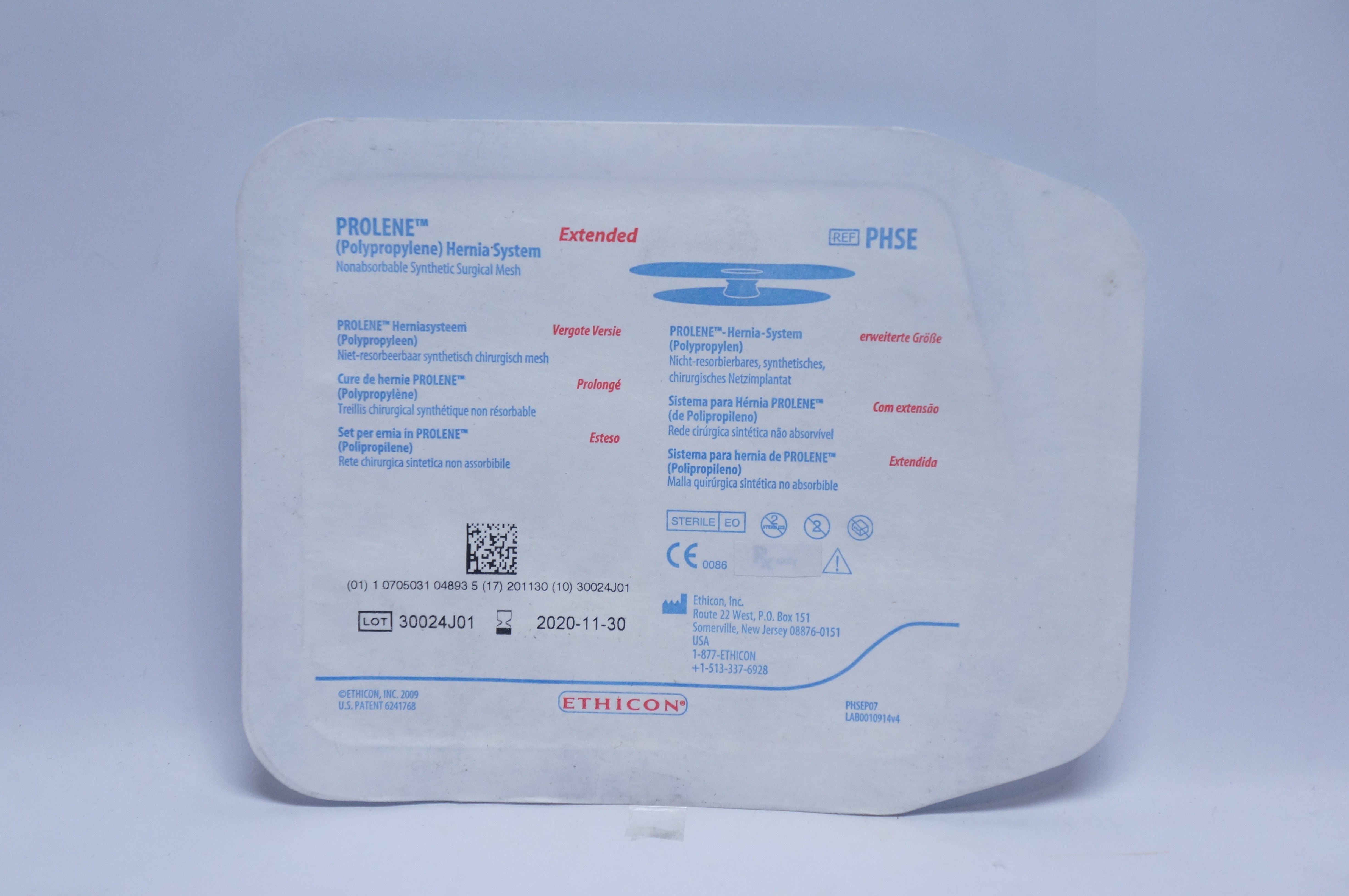 Ethicon PHSE Prolene Hernia System Nonabsorbable Synthetic Surgical Mesh