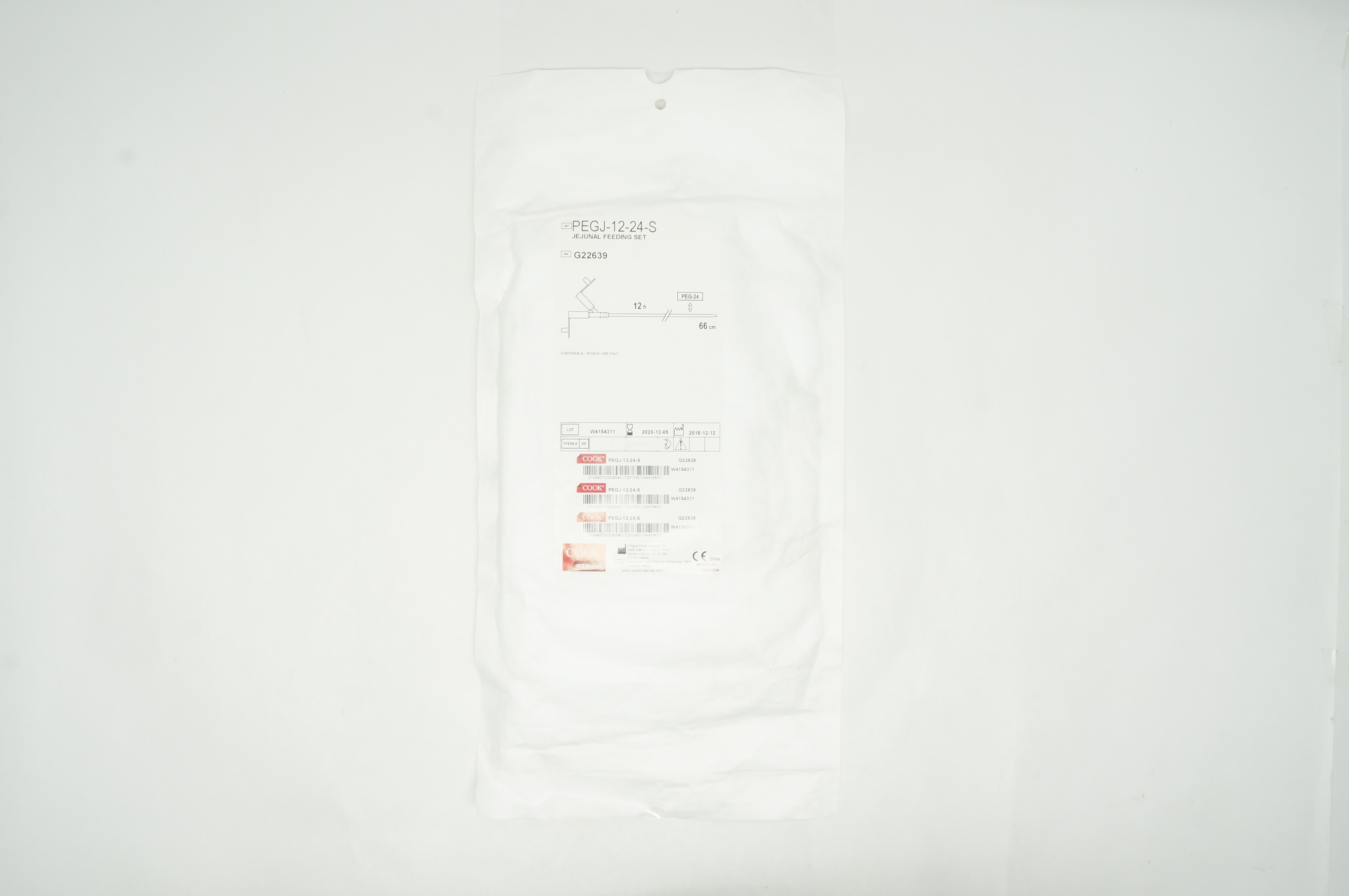 Cook Medical G22639 Jejunal Feeding Set 12Fr. x 66cm (x)