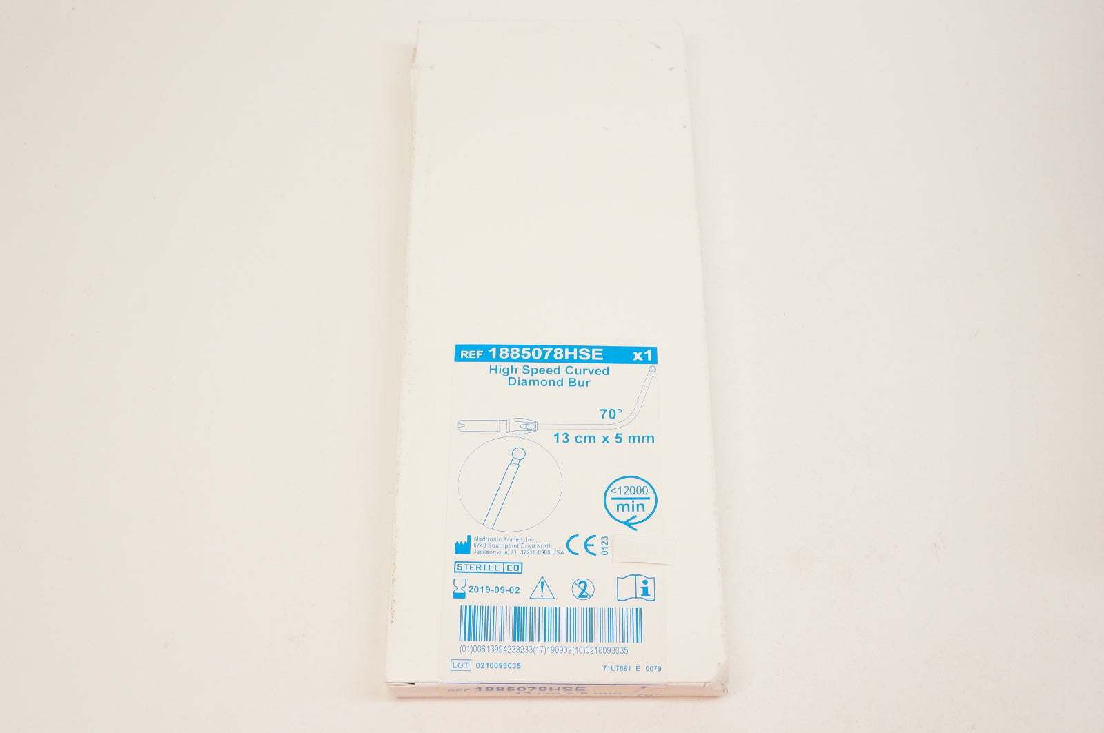 Medtronic 1885078HSE High Speed Curved Diamond Bur 13cm x 5mm (x)