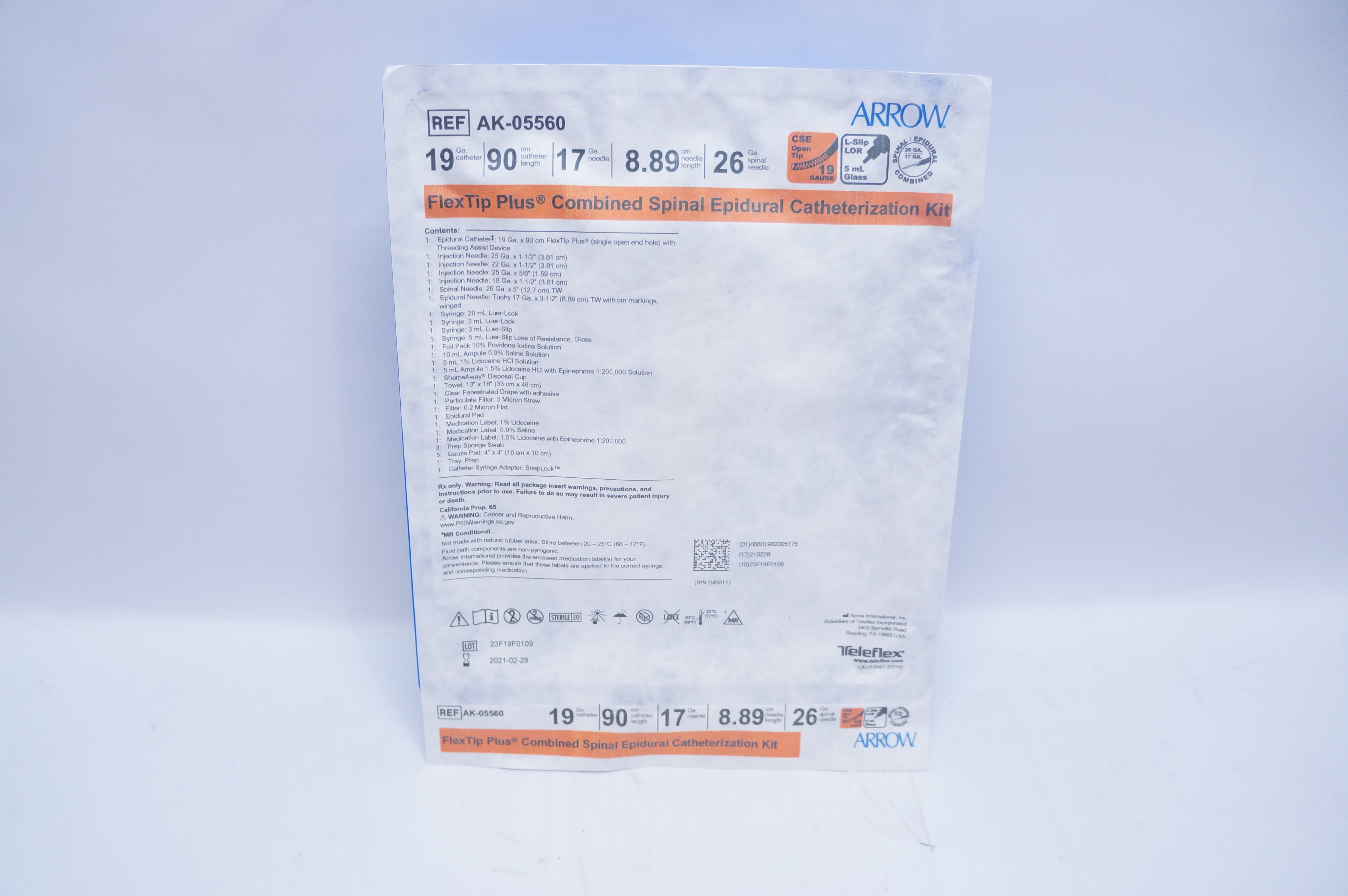 Arrow AK-05560 FlexTip Plus Combined Spinal Epidural Catheterization ...