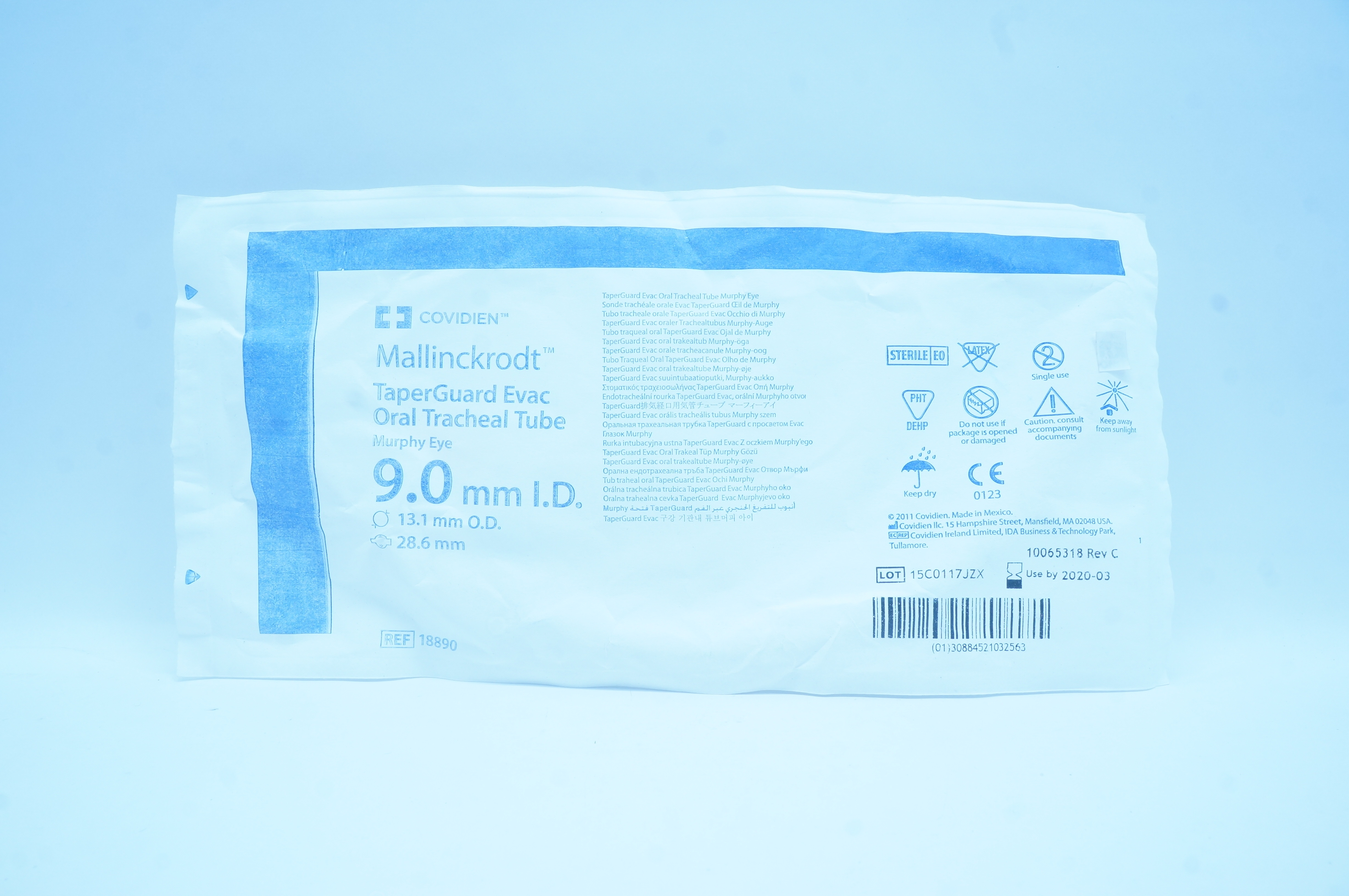 Covidien 18890 Mallinckrodt Taper Guard Evac Oral Tracheal Tube 9.0 x ...