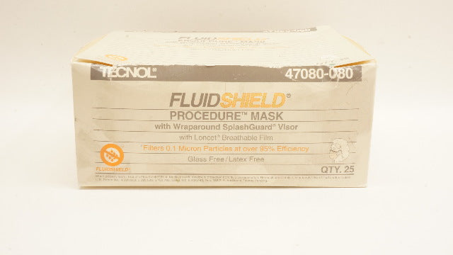 Tecnol 47080-080 FluidShield Procedure Mask Glass Free/Latex Free - Box ...